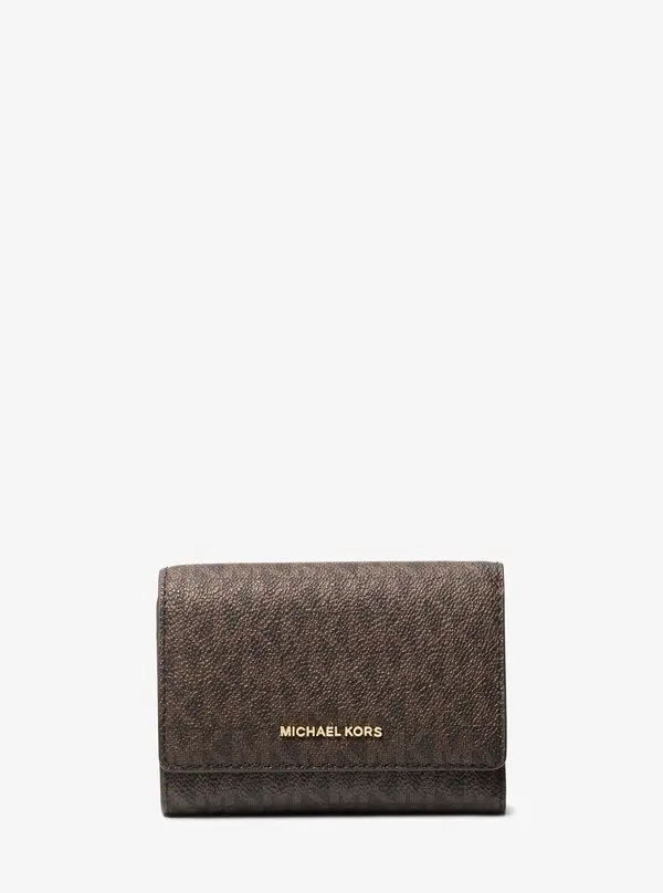 Michael Kors Bryant Medium Signature Logo Wallet In By - Brown