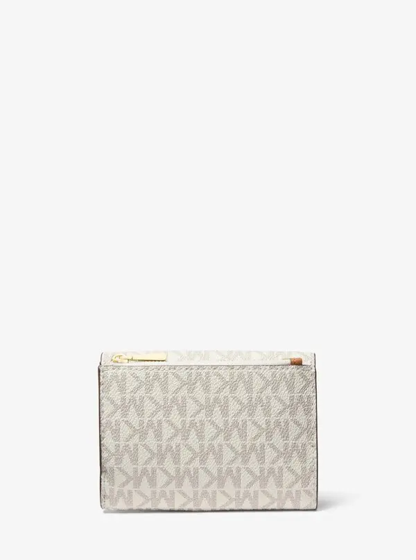 Michael Kors Bryant Medium Signature Logo Wallet In By - Natural