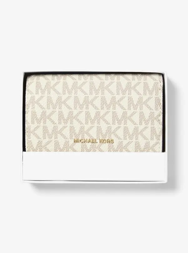 Michael Kors Bryant Medium Signature Logo Wallet In By - Natural