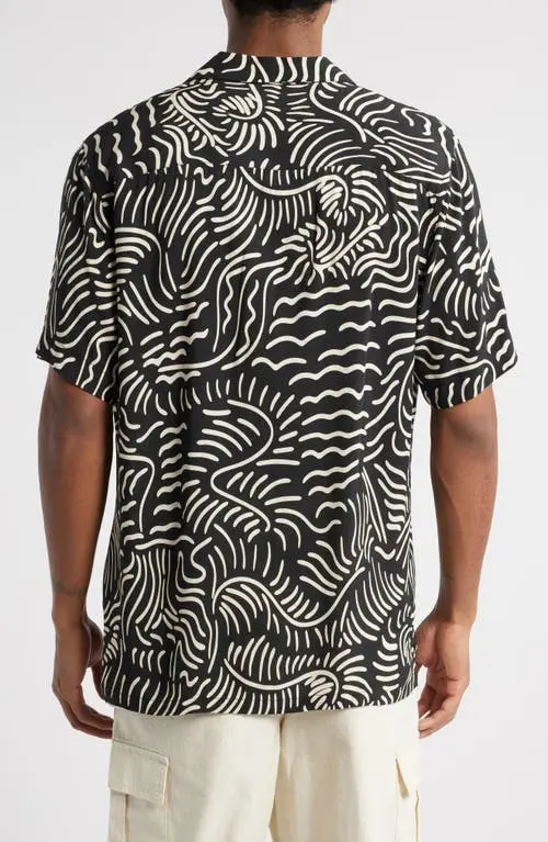 Oas Lorenzo Abstract Botanic Print Viscose Camp Shirt