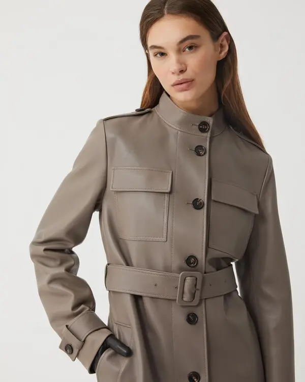 Veronica De Piante Celine Nappa Leather Coat - Gray