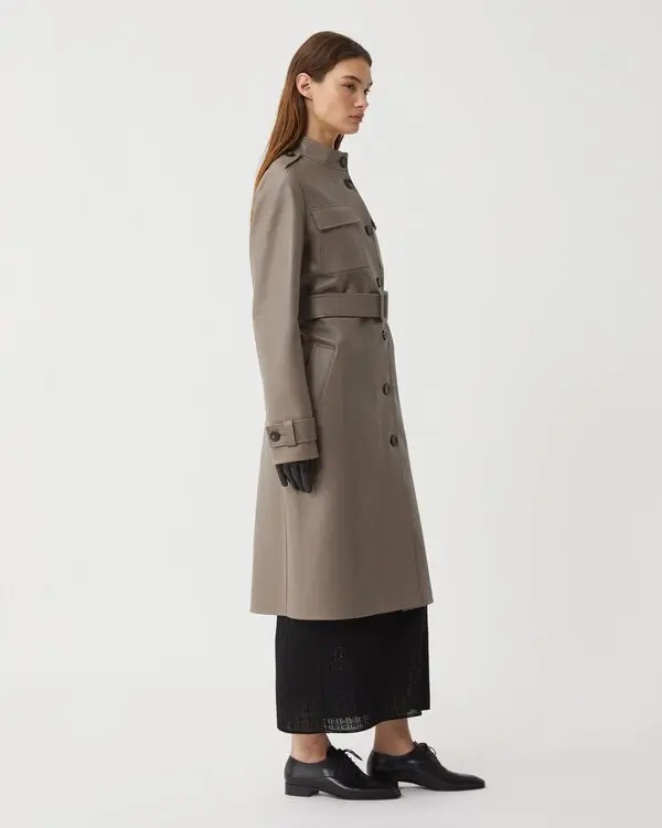 Veronica De Piante Celine Nappa Leather Coat - Gray