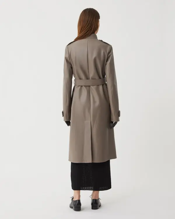 Veronica De Piante Celine Nappa Leather Coat - Gray