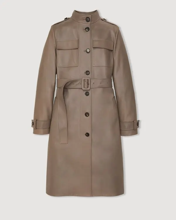 Veronica De Piante Celine Nappa Leather Coat - Smog