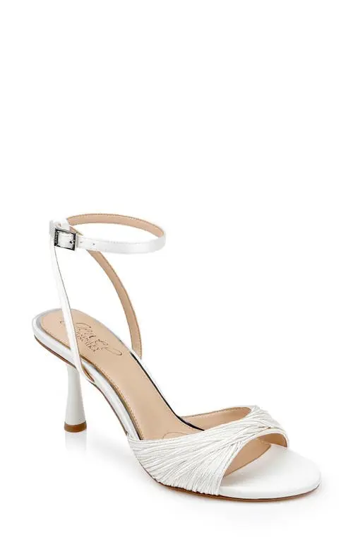 Badgley Mischka Nanette Braided Ankle Strap Sandal - Ivory Satin