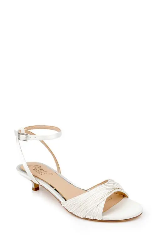 Badgley Mischka Nance Ankle Strap Kitten Heel Sandal - Ivory Satin