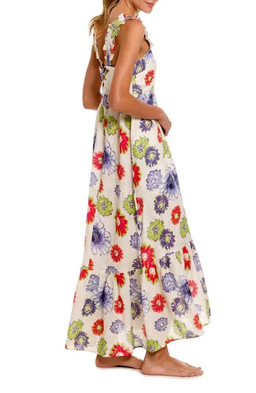 THE LAZY POET Mika Floral Linen Nightgown - White
