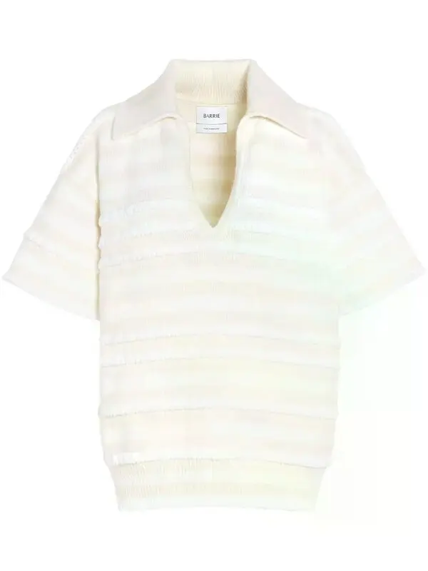 BARRIE Striped Polo Top - White