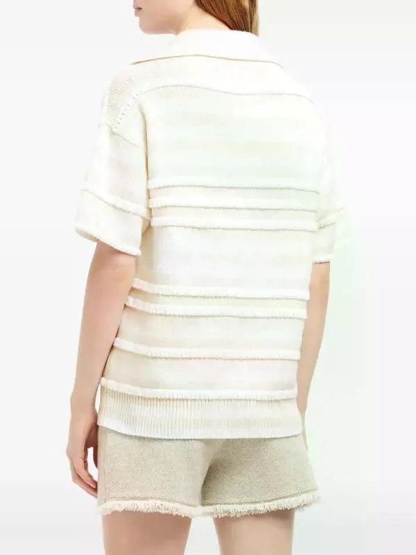 BARRIE Striped Polo Top - White