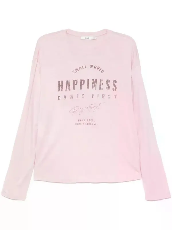 B+AB Slogan-print Long-sleeves T-shirt