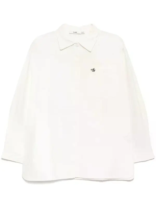 B+AB Logo-embroidered Long-sleeve Shirt - White