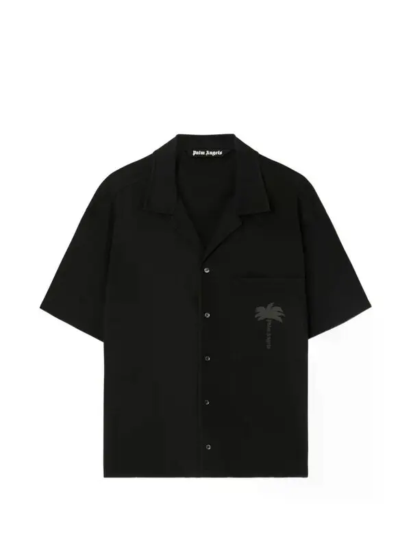 Palm Angels Palm Tree Bowling Shirt Ss - Black