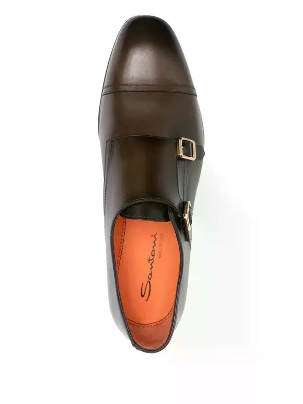Santoni Leather Monk Shoes - Brown