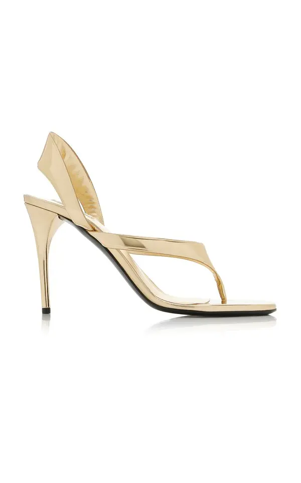 Alaïa Metallic Leather Thong Sandals - Gold