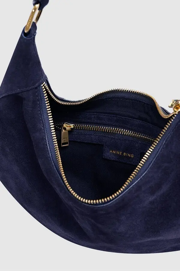ANINE BING Kate Hobo Bag - Navy Suede