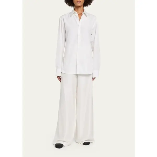 Eskandar Linen Flared Trousers - White