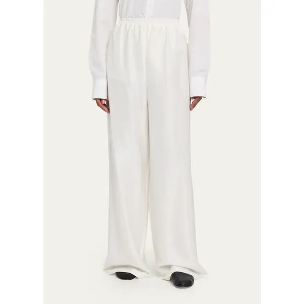 Eskandar Linen Flared Trousers - White