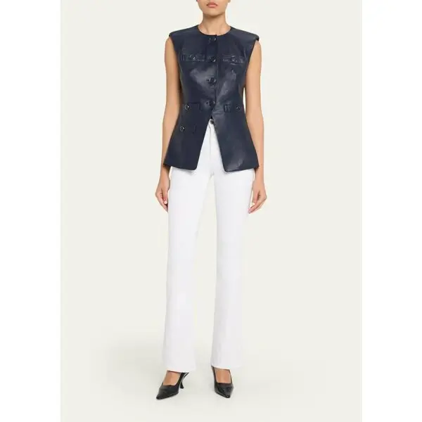 Veronica Beard Tamara Leather Vest - Navy
