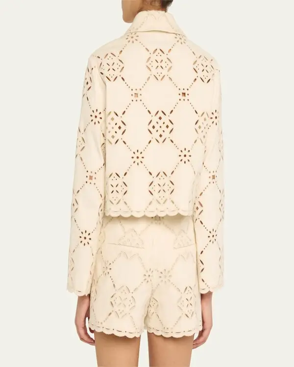Veronica Beard Adelaide Eyelet-embroidered Jacket - Ecru