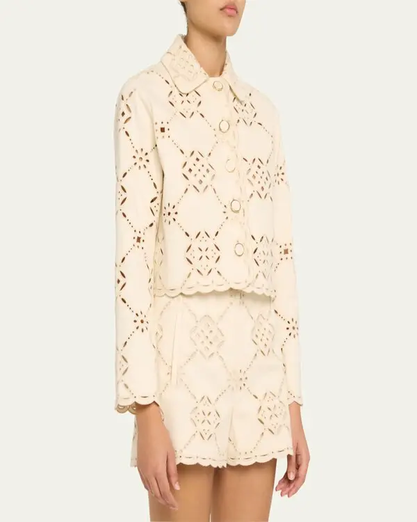 Veronica Beard Adelaide Eyelet-embroidered Jacket - Ecru