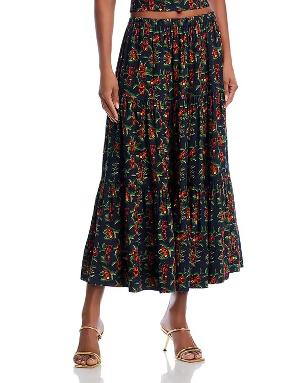 Aqua The White Lotus X Monkey Print Midi Skirt