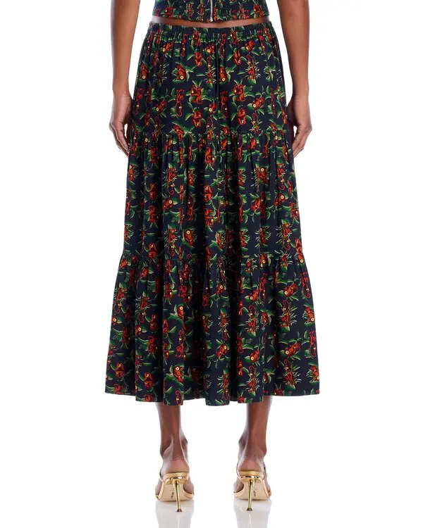 Aqua The White Lotus X Monkey Print Midi Skirt