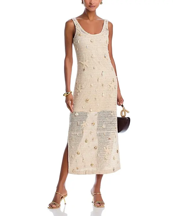 Aqua The White Lotus X Crochet Sleeveless Maxi Dress Exclusive - Natural