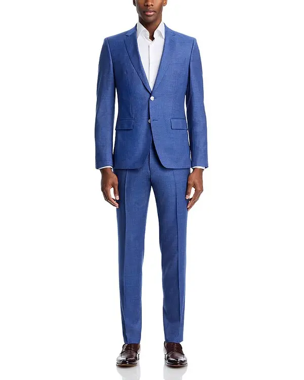 BOSS H-huge Textured Solid Slim Fit Suit - Bright Blue