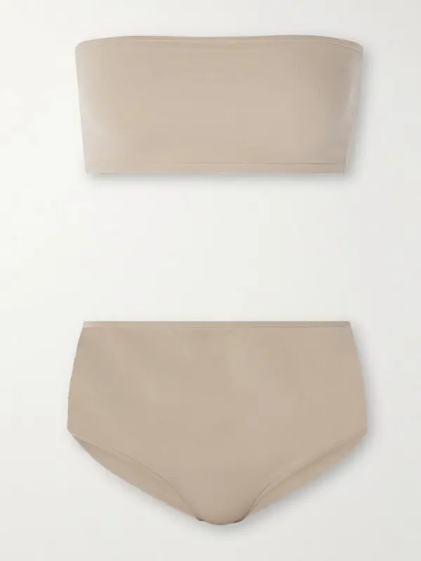 Alaïa Stretch-jersey Bandeau Bra And Briefs Set - Brown