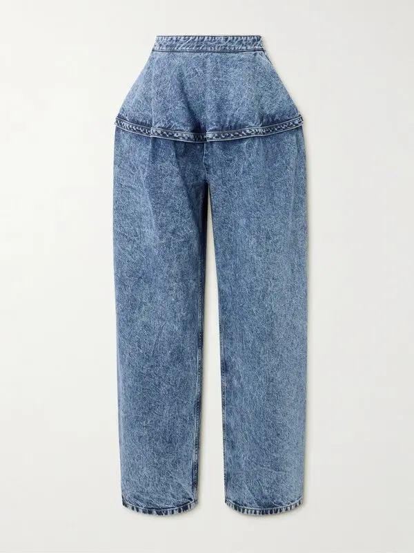 Alaïa Wide-leg Jeans With Peplum Detail - Blue