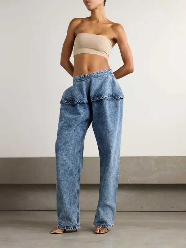 Alaïa Wide-leg Jeans With Peplum Detail - Blue