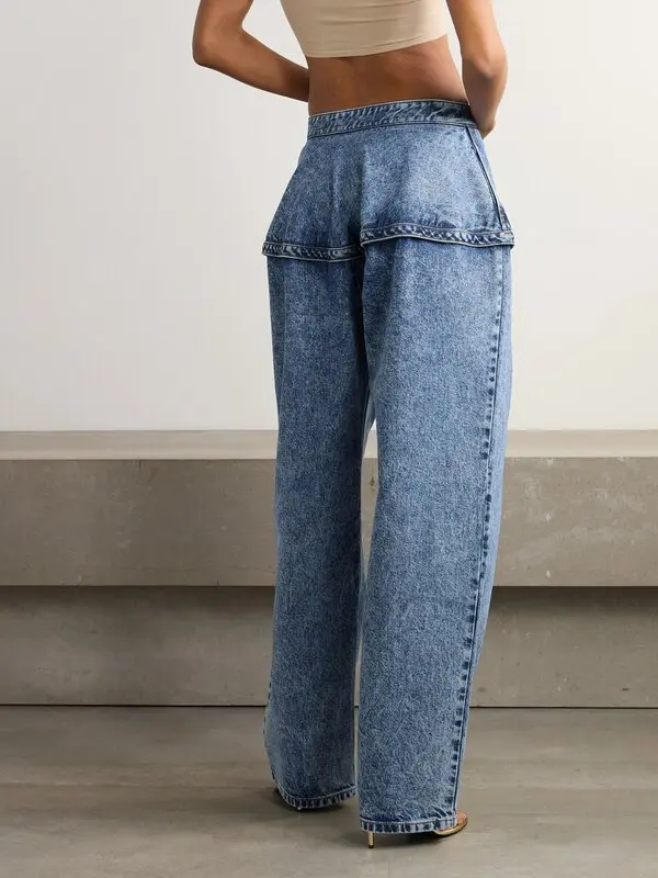 Alaïa Wide-leg Jeans With Peplum Detail - Blue