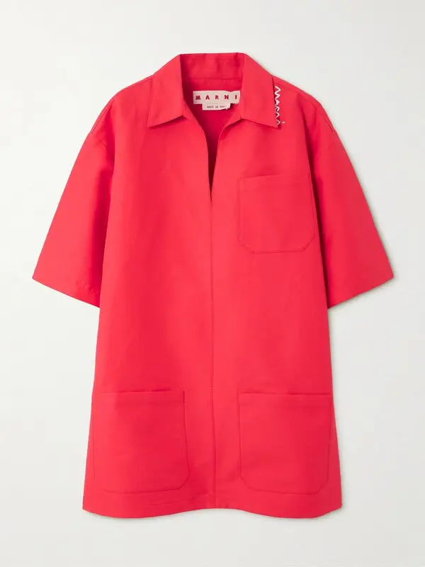 Marni Oversized Embroidered Cotton Mini Dress