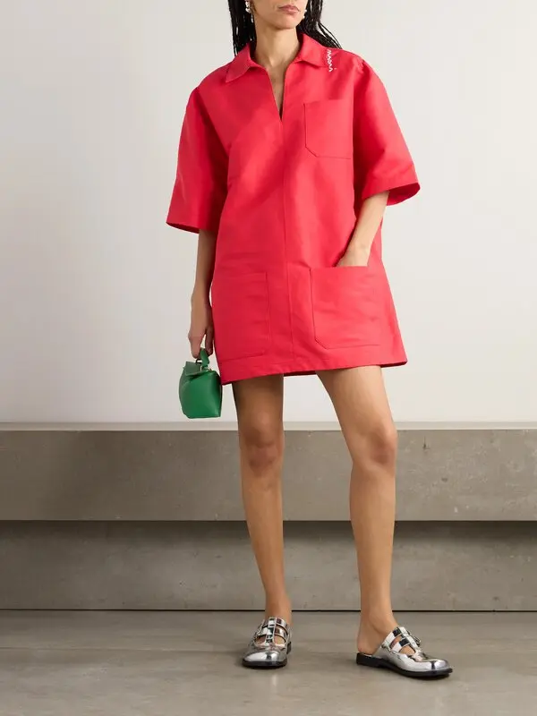 Marni Oversized Embroidered Cotton Mini Dress