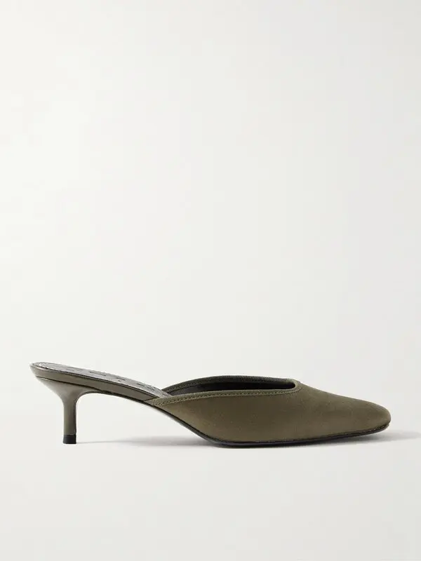 Staud Otto Satin Mules - Green