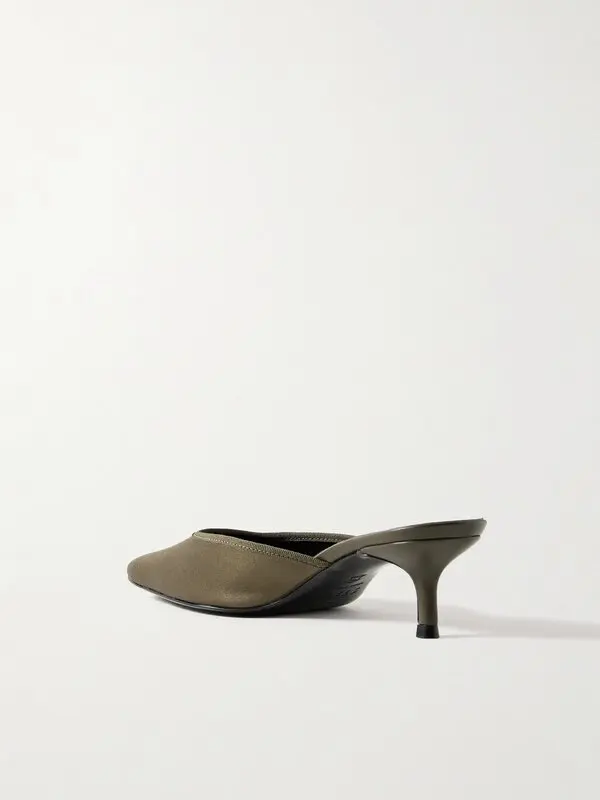 Staud Otto Satin Mules - Green