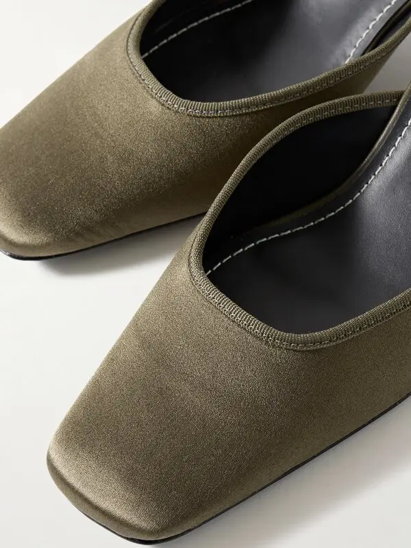 Staud Otto Satin Mules - Green