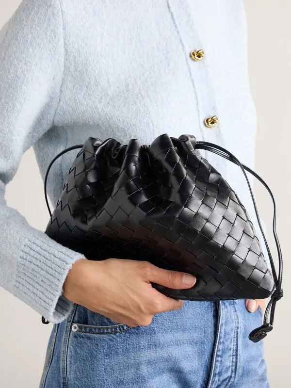 Bottega Veneta Medium Intrecciato Leather Clutch - Black
