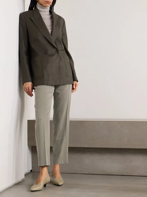 Loro Piana Hudson Cropped Pleated Wool Tapered Trousers