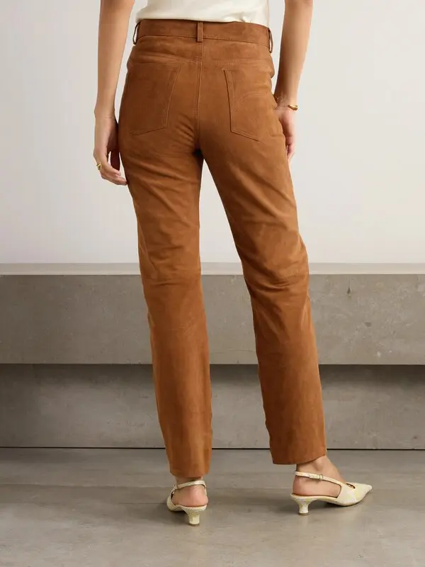 BLAZÉ MILANO Paneled Suede Straight-leg Trousers