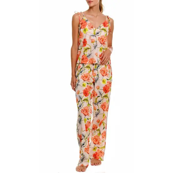 THE LAZY POET Amelie Floral Cotton Pajamas - Light Beige