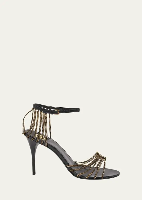 Saint Laurent Babylone Strappy Chain Stiletto Sandals