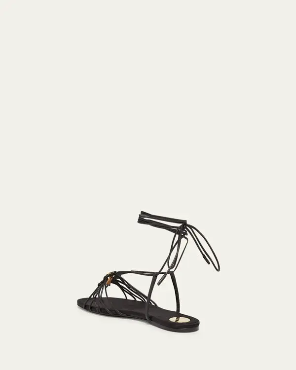 Saint Laurent Babylone Strappy Ankle-tie Sandals - Nero