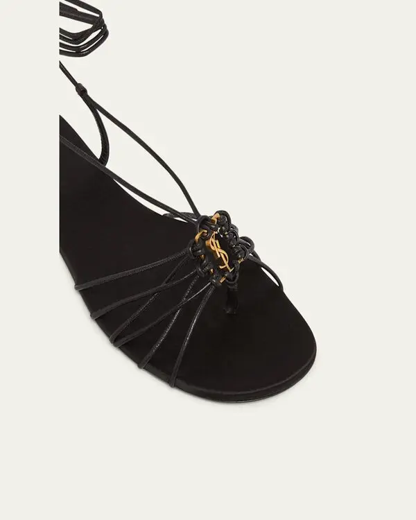 Saint Laurent Babylone Strappy Ankle-tie Sandals - Nero