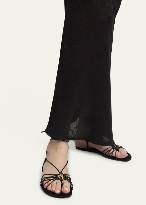 Saint Laurent Babylone Strappy Ankle-tie Sandals - Nero