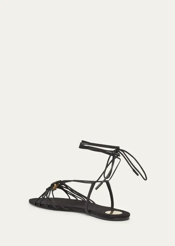 Saint Laurent Babylone Strappy Ankle-tie Sandals - Nero