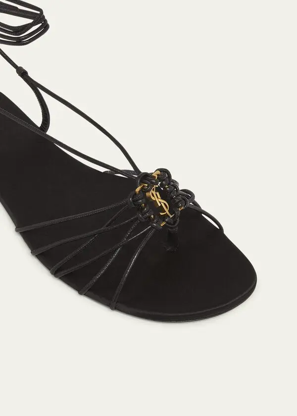 Saint Laurent Babylone Strappy Ankle-tie Sandals - Nero