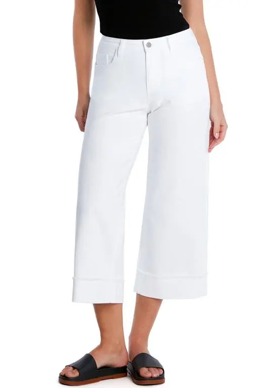 HINT OF BLU Cuffed Ankle Wide Leg Jeans - White