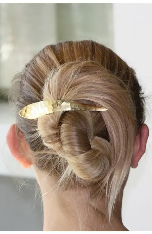 FICCARE Maximas Ice Hammered Hair Clip - Gold Hammered