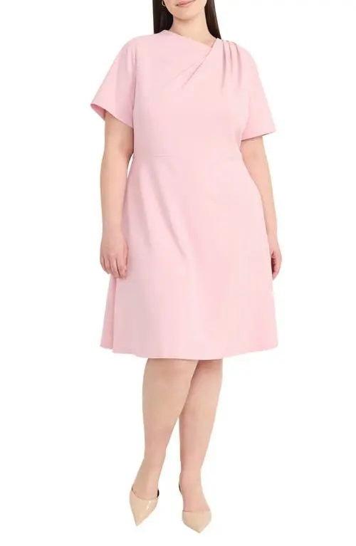Maggy London Drape Detail Fit & Flare Dress - Shell Pink | Editorialist